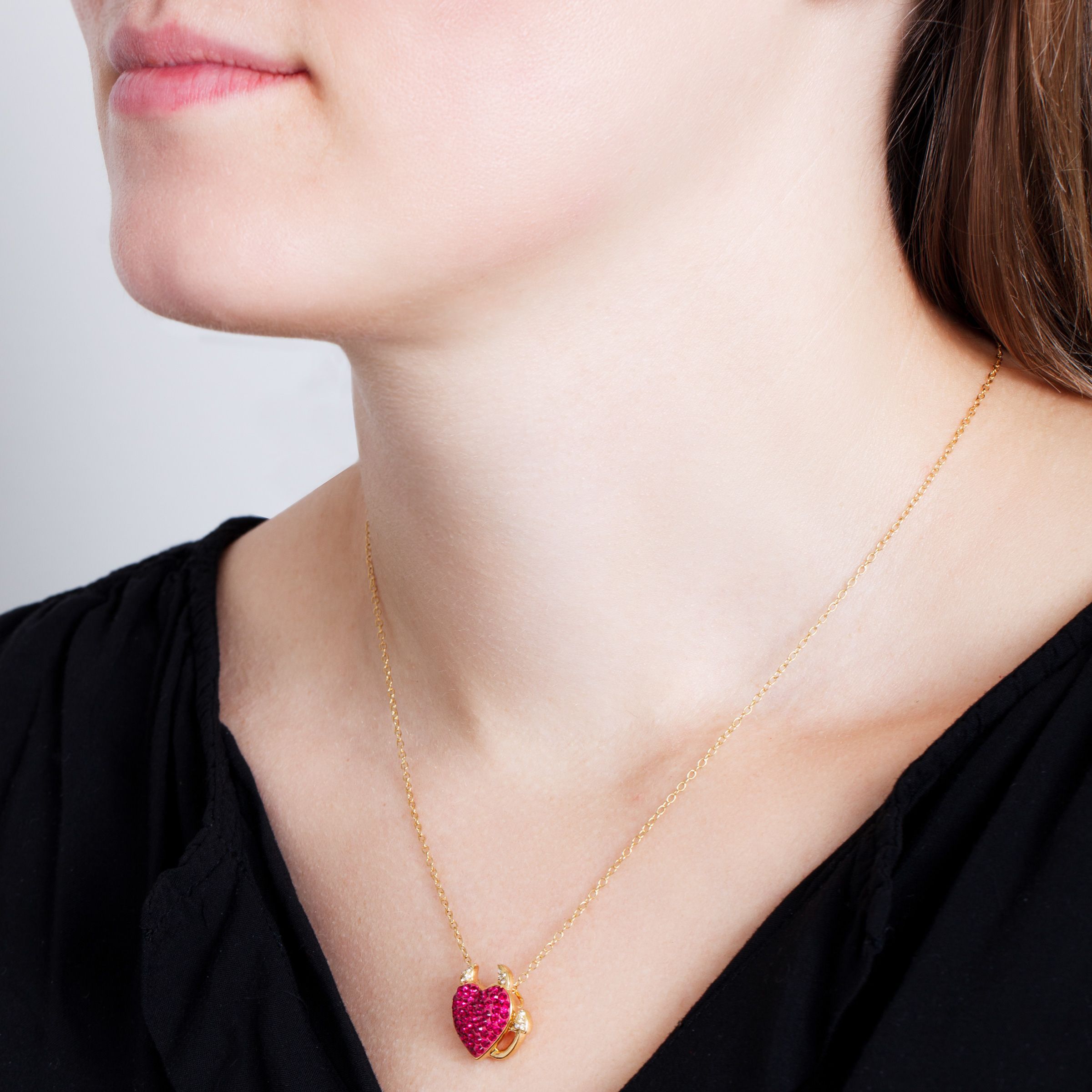 Crystaluxe Devil Pendant with Crystals 14K Gold-Plated Sterling Silver ...