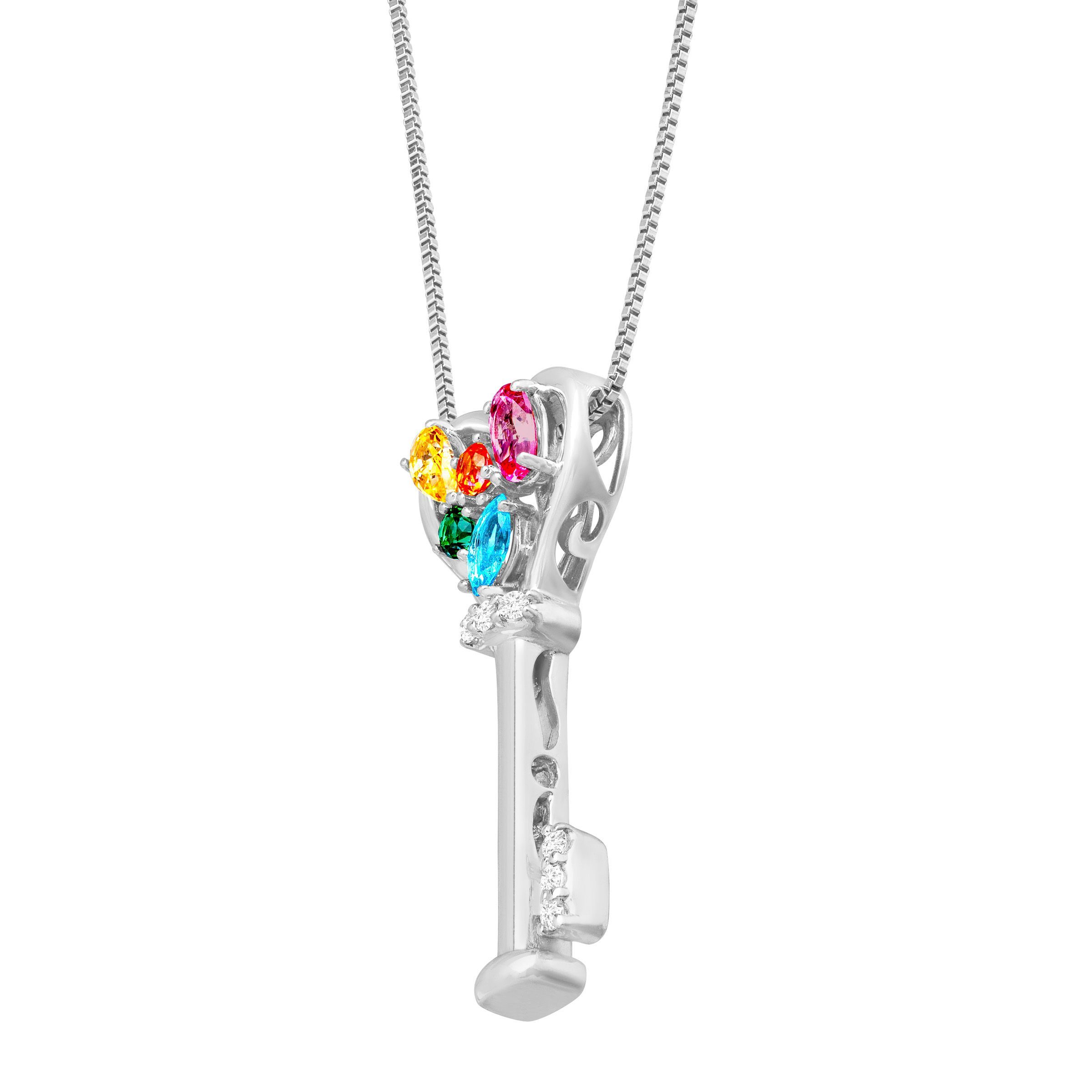 3/4 ct Enhanced Rainbow Topaz Key Pendant in Sterling Silver ...